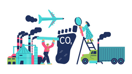Carbon footprint c02 pollution symbol flat Vector Image