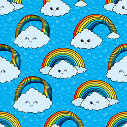 Seamless pattern with cartoon rainbows Royalty Free Vector