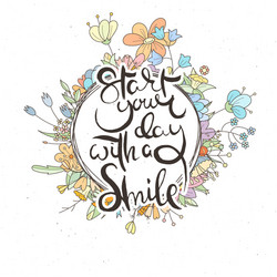 Hand lettering grunge card with flower background Vector Image