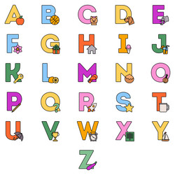 Icon pack alphabet letters for kids Royalty Free Vector
