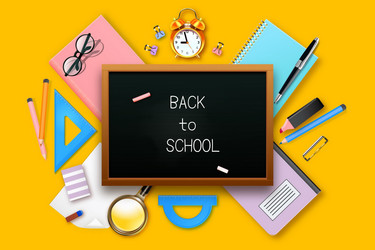 Realistic back school background design Royalty Free Vector