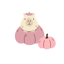 A funny capybara sitting Royalty Free Vector Image