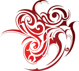 Tiger tattoo 2 red outline Royalty Free Vector Image