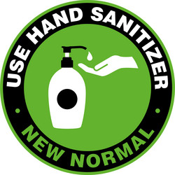Please use sanitizer signage or sticker Royalty Free Vector