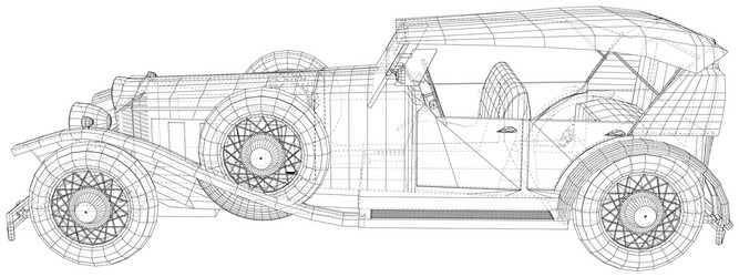 Classic car wire-frame retro outline Royalty Free Vector