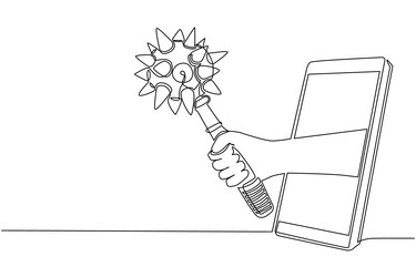 Continuous one line drawing hand holding mace Vector Image