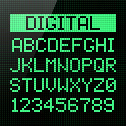 Led display font digital scoreboard alphabet Vector Image