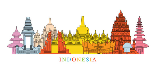 Indonesia architecture landmarks skyline Vector Image