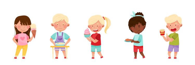 Kid characters showing likes and dislikes towards Vector Image