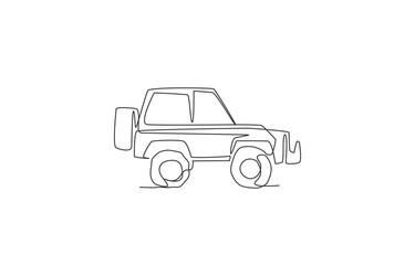 One continuous line drawing of suv car Royalty Free Vector