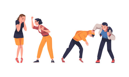 People arguing and fighting set aggressive Vector Image