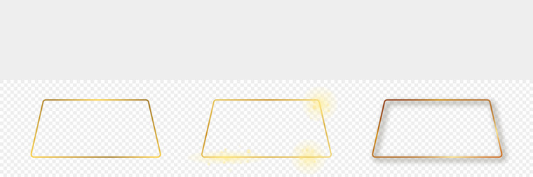 Gold glowing rounded trapezoid shape frame Vector Image