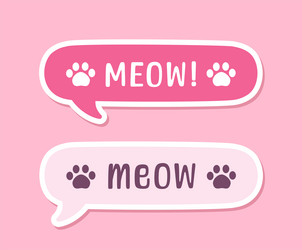 Meow speech bubble sticker set text cute Vector Image