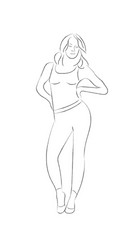Pencil sketch a female figure empty outline Vector Image