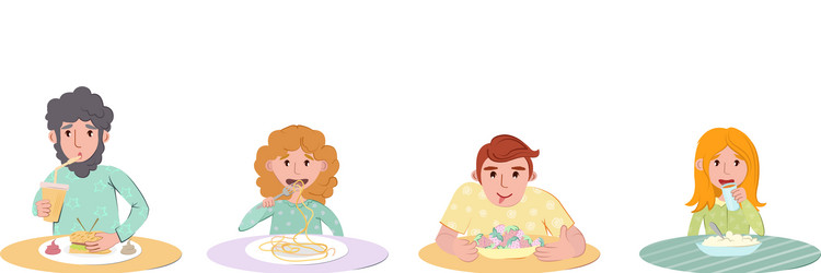 Cute girl student eating fast food chips during Vector Image