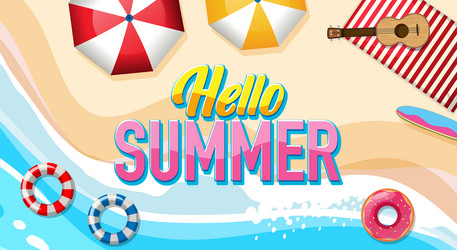 Hello summer 2019 pink card or banner Royalty Free Vector