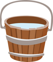 Wooden pail with water Royalty Free Vector Image