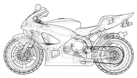 Blueprint sport bike eps10 format created Vector Image