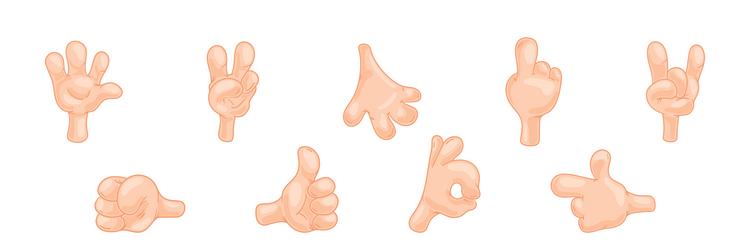 Cartoon hands showing different gestures Vector Image