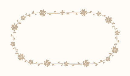 Floral beige oval frame botanical boho border Vector Image
