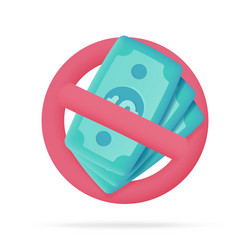3d icons do not accept cash online payment Vector Image