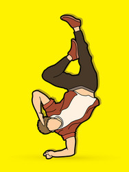 Street dance b boys dancing action outline Vector Image