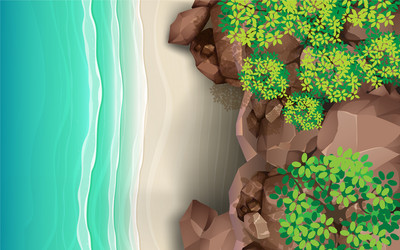 Top view water wall on rock mountain Royalty Free Vector