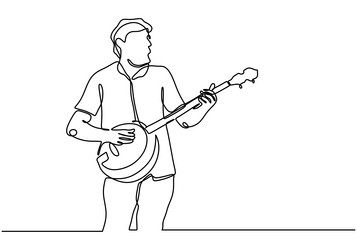 Continuous line drawing banjo music instrument Vector Image