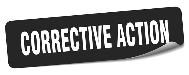 Corrective action sticker label Royalty Free Vector Image