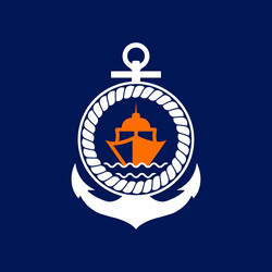 Navy ship chain compass sea wave marine logo Vector Image