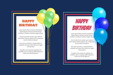 Happy birthday greeting card square frame balloon Vector Image
