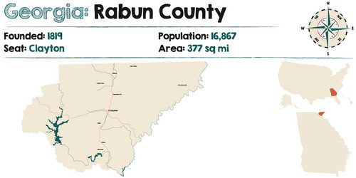 Map rabun county in georgia Royalty Free Vector Image