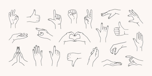 Cartoon flat style drawing of different male hand Vector Image