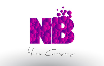 Purple pink nb n b letter logo design with ink Vector Image