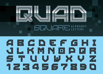 Square alphabet letters and numbers Royalty Free Vector