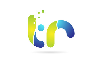 Tr combination colorful alphabet letter logo icon Vector Image