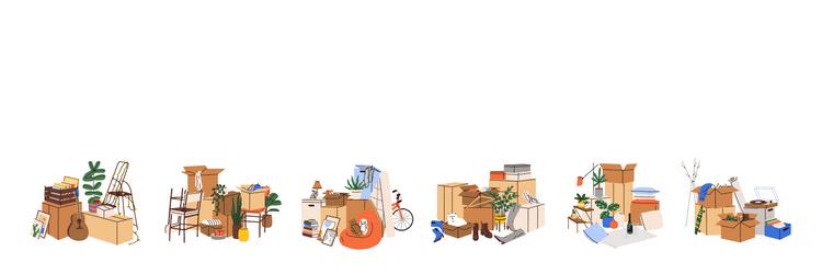 Stacked cardboard boxes packed cargo goods Vector Image