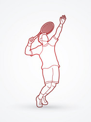 Man tennis player sport pose serve Royalty Free Vector Image