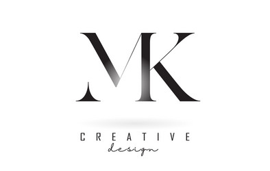 Creative white letters mk m k logo with leading Vector Image