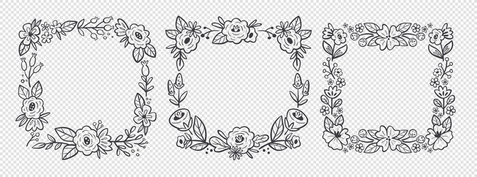 Cute floral frame set Royalty Free Vector Image