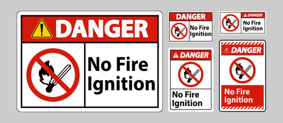 Caution no fire ignition symbol sign on white Vector Image