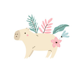 A funny capybara sitting Royalty Free Vector Image