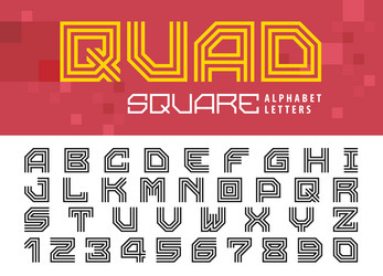 Square alphabet letters and numbers Royalty Free Vector