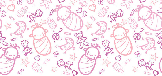 Baby girls frame seamless pattern background Vector Image