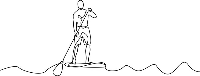 Continuous line man and woman doing paddle Vector Image Continuous line man and woman doing paddle Vector Image