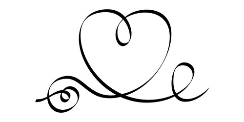 Calligraphic flourish heart hand drawn vintage Vector Image