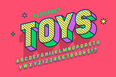 Original 3d display font design alphabet letters Vector Image