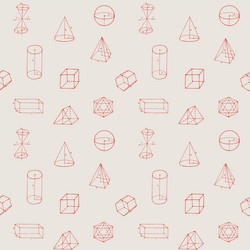 Math seamless pattern with drawn geometric figures