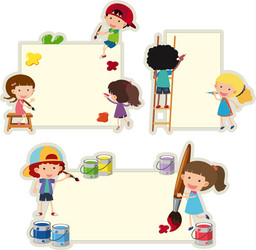 Kids paper craft happy creative children cut Vector Image