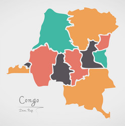Congo democratic republic map with states Vector Image